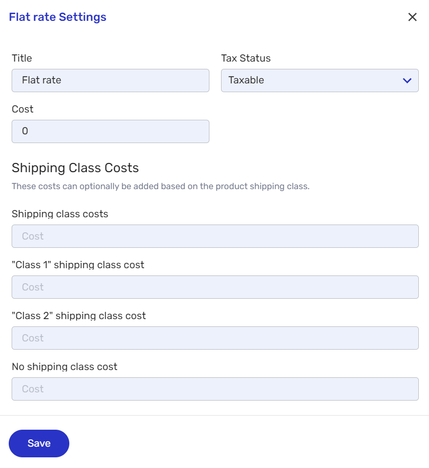 Setting up shipping classes